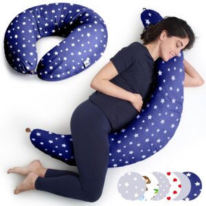 Niimo XXL Pregnancy Pillow & Baby Feeding Pillow - 2022 Double Platinum Winning Maternity Pillow, 100% Cotton Pregnancy Pillow Cover, Machine-Washable Pregnancy Body Pillow, Pregnancy Must Haves