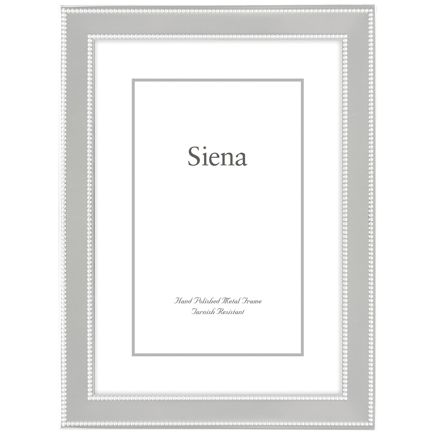 Siena Beaded Silver Picture Frame, Tarnish Resistant Finish, Perfect Photo Frame for any End Table, Credenza, Shelf, or Nightstand, Silver 4x6