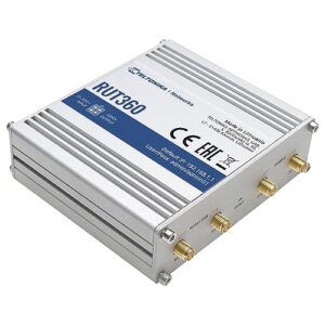 Teltonika RUT360100100 Model RUT360 LTE Industrial Cellular Router; Only for use in USA; 4G/3G Frequencies; Ethernet Interfaces, WiFi and Cellular Module; Compatible with IoT and M2M Applications