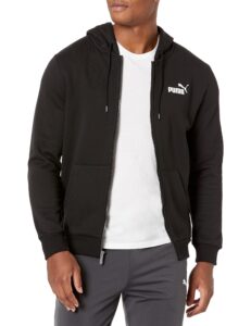 puma mens essentials full zip fleece hoodie hooded sweatshirt, cotton black, large us