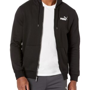 PUMA mens Essentials Full Zip Fleece Hoodie Hooded Sweatshirt, Cotton Black, Large US