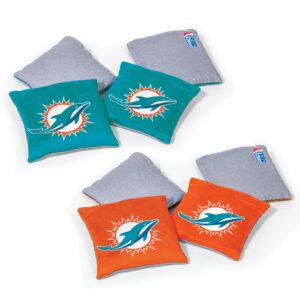 wild sports nfl miami dolphins 8pk dual sided bean bags, team color