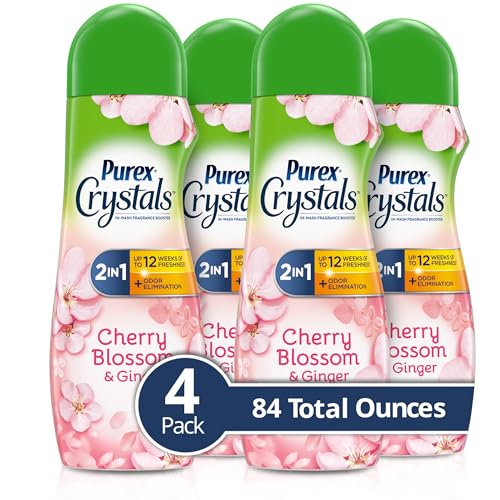 Purex Crystals in-wash Fragrance and Scent Booster, Cherry Blossom & Ginger, 21 Ounce (Pack of 4)