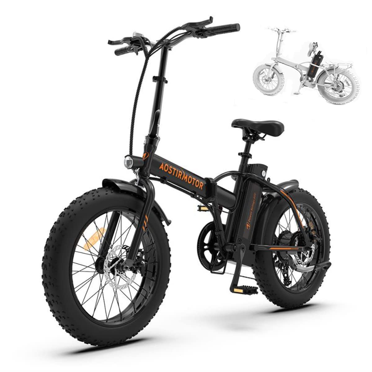 aostirmotor 500W(Peak 550W) Folding Electric Bike for Adults,36V 13Ah Battery Ebike 25MPH 20" X 4.0" Fat Tire Foldable Electric Bicycle Long Range 28+ Miles with 7-Speed