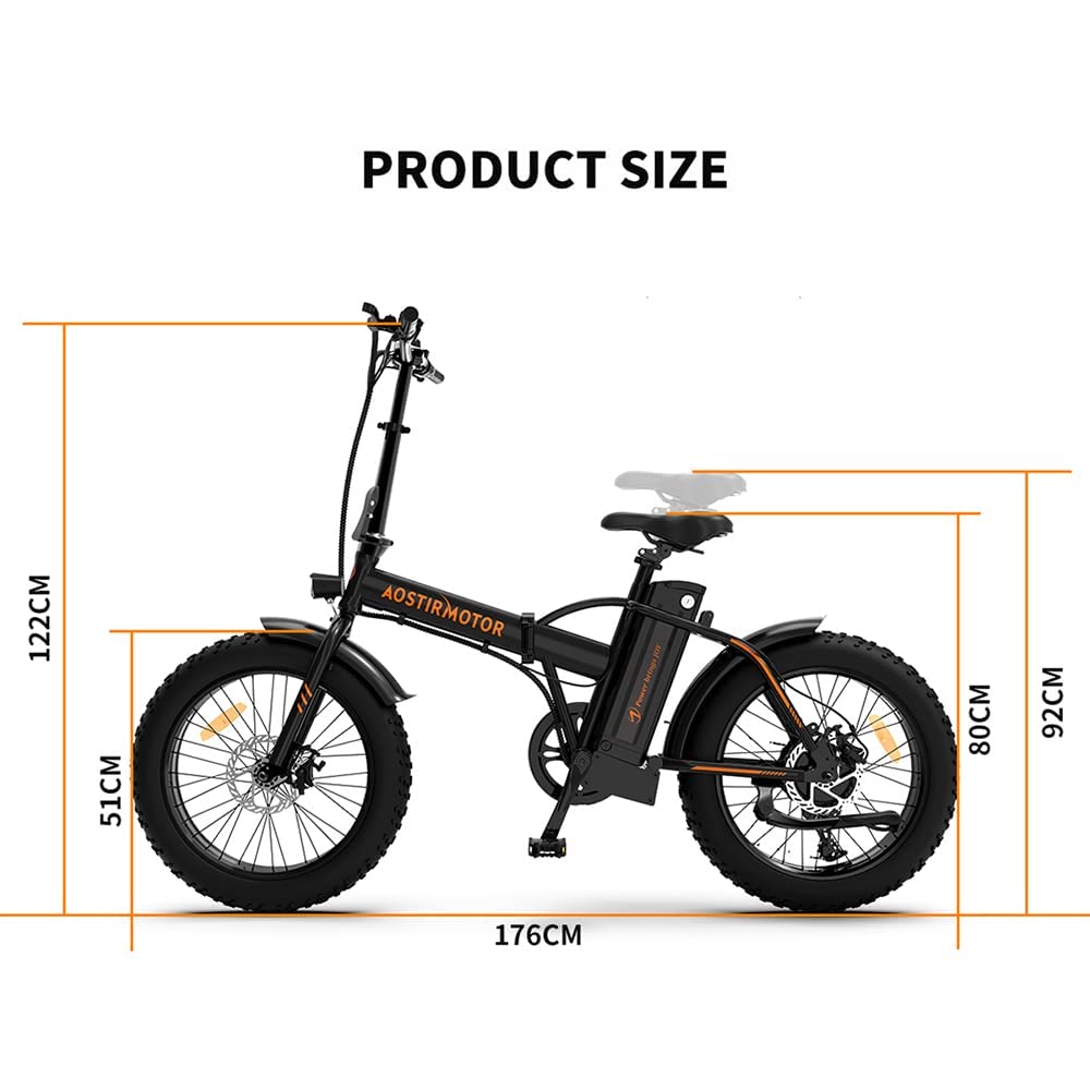 aostirmotor 500W(Peak 550W) Folding Electric Bike for Adults,36V 13Ah Battery Ebike 25MPH 20" X 4.0" Fat Tire Foldable Electric Bicycle Long Range 28+ Miles with 7-Speed