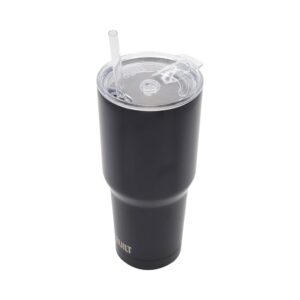 BUILT Double Walled Stainless Steel Tumbler Set with Replacement Lid, 2 Reusable Tritan Wire Straw Cleaning Brush in Gift Box, 1 Count (Pack of 1), Black, 30 fl.oz.