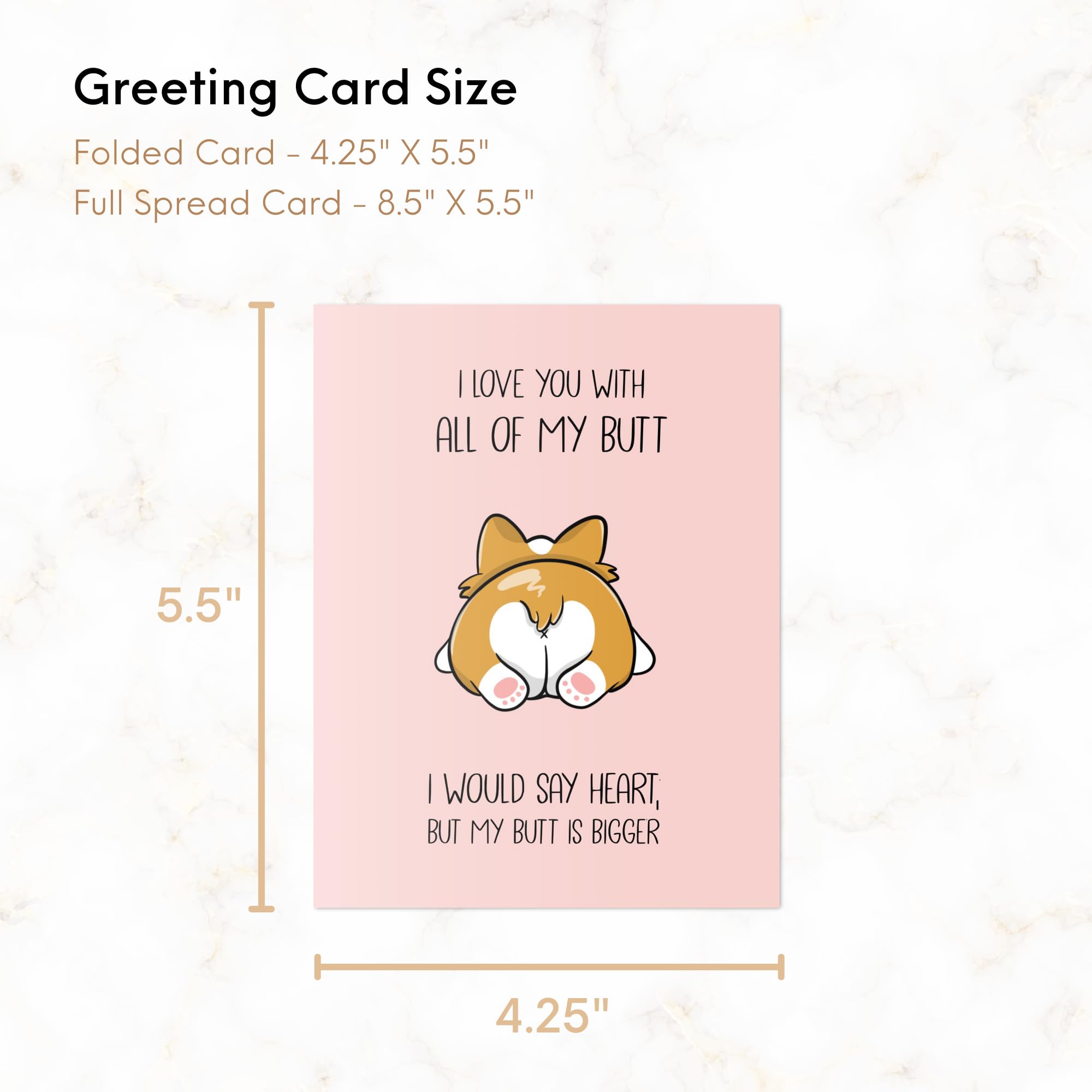 ALY LOU Corgi Anniversary Card for Boyfriend Husband, Funny Birthday Card for Him Her, Sarcastic Adult Card for Wife Girlfriend, Dirty Greeting Card - I Love You With All My Butt