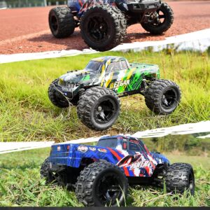 BEZGAR HM161 Hobby Grade 1:16 Scale Remote Control Truck, 4WD High Speed 40+ Kmh All Terrains Electric Toy Off Road RC Vehicle Car Crawler with 2 Rechargeable Batteries for Boys Kids and Adults