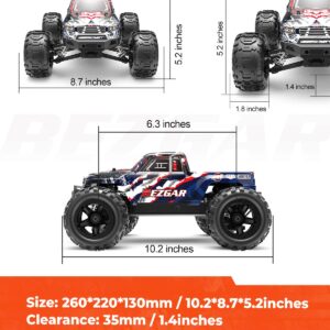 BEZGAR HM161 Hobby Grade 1:16 Scale Remote Control Truck, 4WD High Speed 40+ Kmh All Terrains Electric Toy Off Road RC Vehicle Car Crawler with 2 Rechargeable Batteries for Boys Kids and Adults