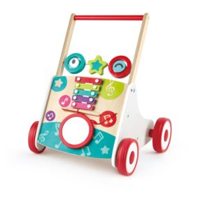 hape wooden push and pull music learning walker| multiple activities center for toddlers ages 10 months and up