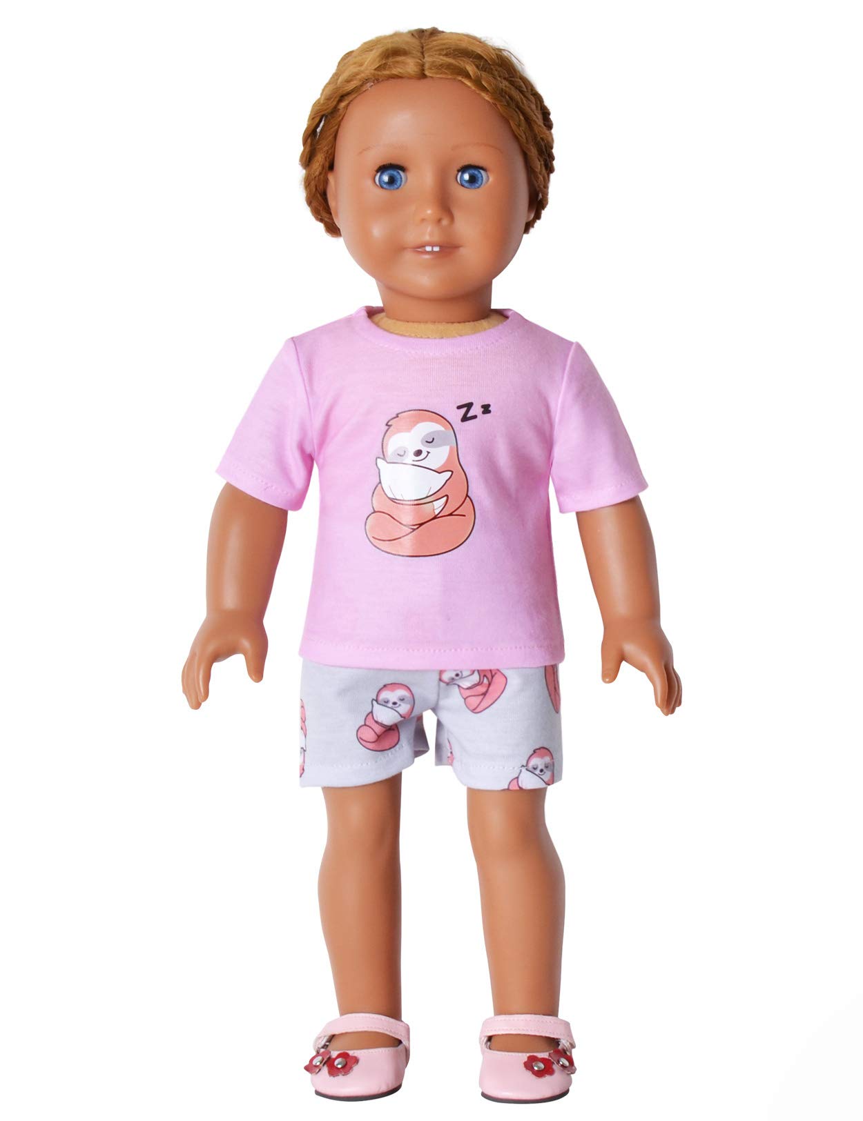 CHILDRENSTAR Matching Girls&Dolls Pajamas Pink Sloth Pj Sets Short Sleeve Sleepwear,4t 5t