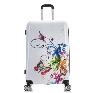 InUSA Fusion Print Luggage with Spinner Wheels | Durable Lightweight Hardside Suitcase | Travel Bag with Handle and Trolley | 28-Inch Large Checked luggage