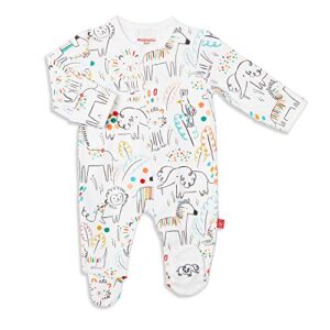 magnetic me footie pajamas 100% organic cotton baby sleepwear for boys or girls quick magnetic fastener sleeper pop jungle 0-3 months