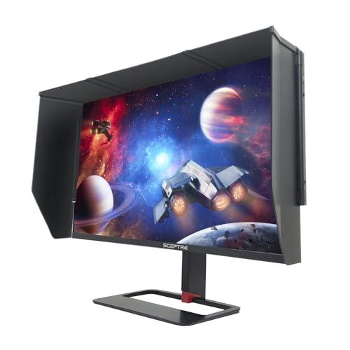 Sceptre IPS 32 inch QHD LED Monitor HDR400 2560x1440 HDMI DisplayPort up to 144Hz 1ms Height Adjustable Gaming Blinders included, Build-in Speakers Gunmetal Black 2021 (E325B-QPN168+)