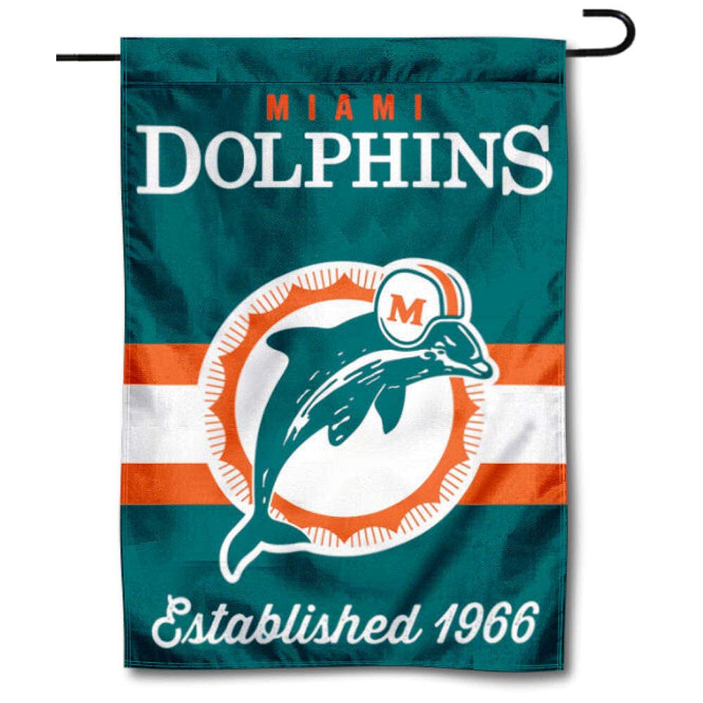 Dolphins Throwback Retro Vintage Garden Flag Double Sided Banner