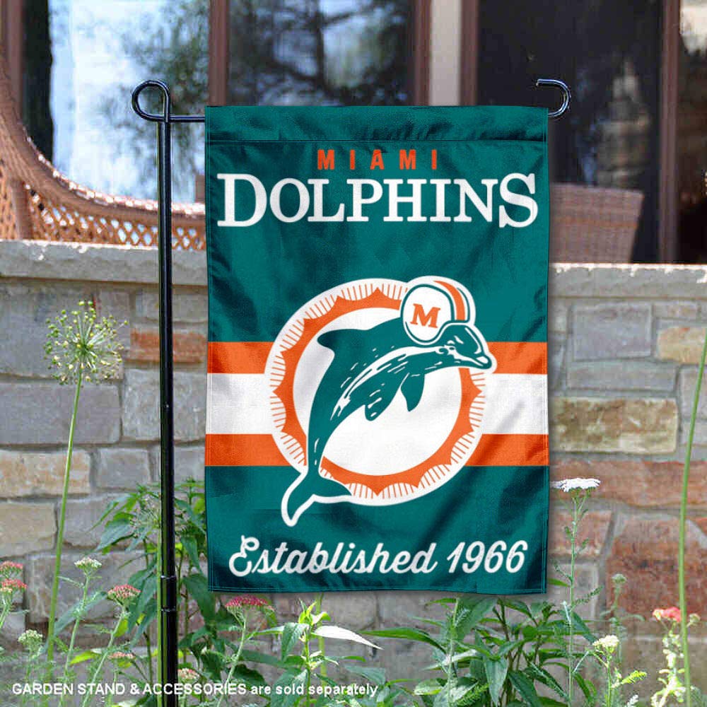 Dolphins Throwback Retro Vintage Garden Flag Double Sided Banner