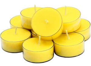 deybby aromatherapy soy wax tea candle, lemon scented clear cup summer candles gift for home|4 hour burn time|smokeless& long lasting|great for bar, dinner (pack of 12)