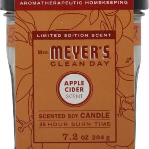 MRS. MEYER'S CLEAN DAY, Scented Soy Aromatherapy Candle, 35 Hour Burn Time, Made With Soy Wax And Essential Oils, Apple Cider, 7.2 Ounce