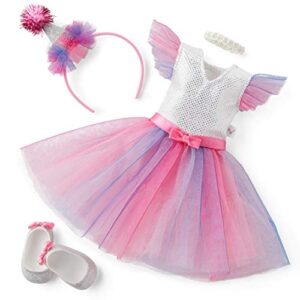 american girl welliewishers 14.5-inch doll rainbow birthday outfit with headband, necklace, and shoes, for ages 4+