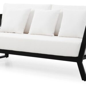 ZURI Modern Outdoor Patio Nadie Stainless Steel Sofa with Quick Drying Cushion - Black/White