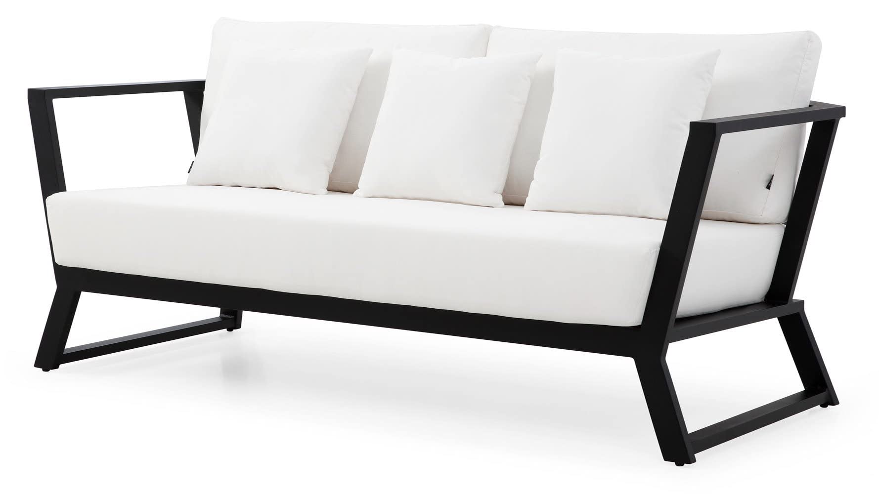 ZURI Modern Outdoor Patio Nadie Stainless Steel Sofa with Quick Drying Cushion - Black/White