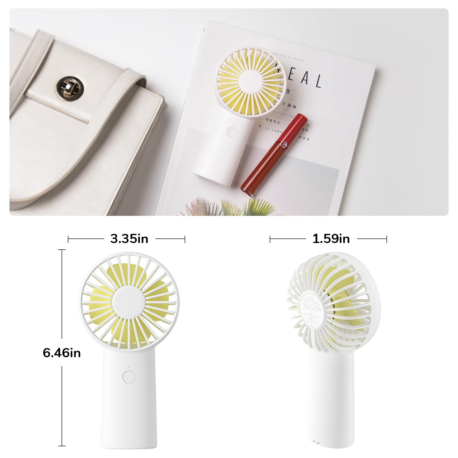 JISULIFE Handheld Fan, 4000mAh Small Portable Fan, Personal USB Rechargeable Pocket Fan [4-16H Working Time] Battery Operated Hand Fan with 3 Speeds for Outdoor/Travel, Summer Gift for Women Men-White