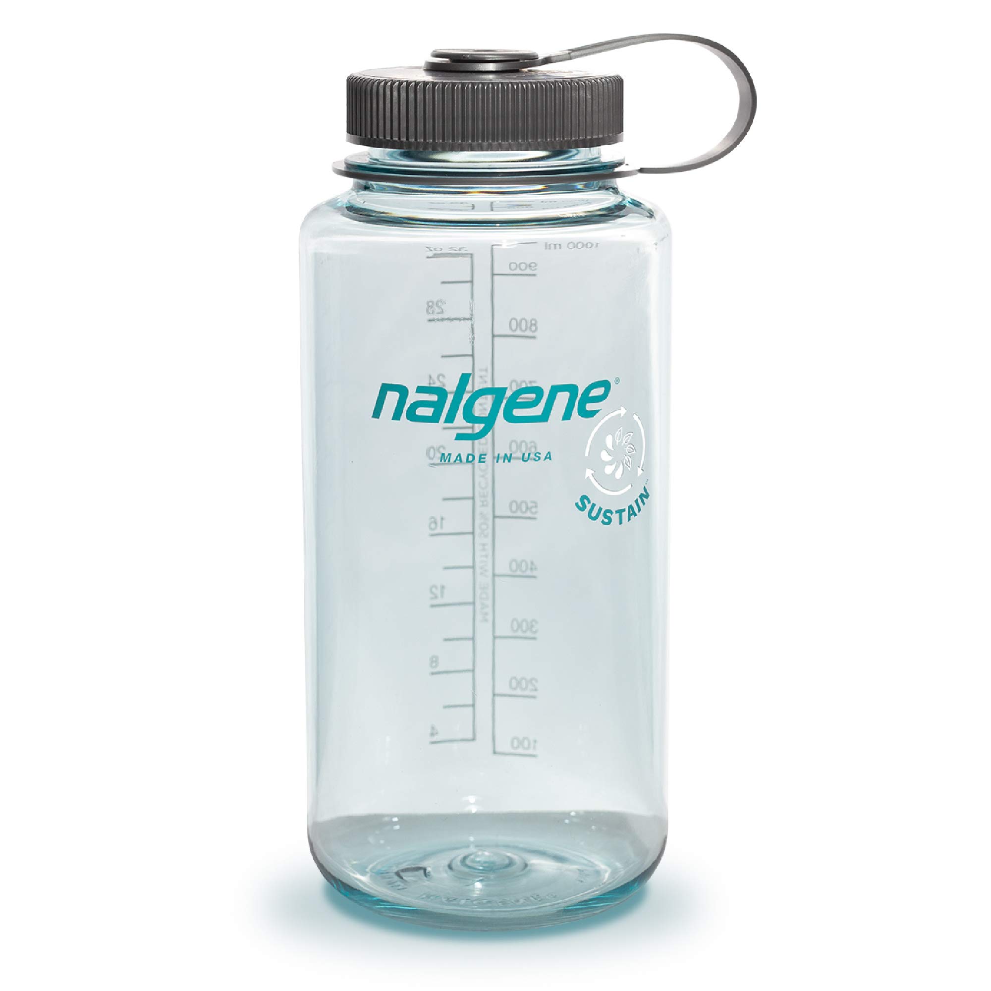 Nalgene Sustain Tritan BPA-Free Water Bottle Made with Material Derived from 50% Plastic Waste, 32 OZ, Wide Mouth, Seafoam