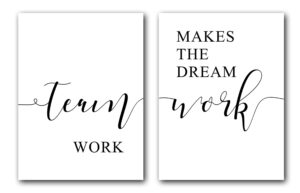 teamwork makes the dream work set of 2 posters 18 x 24 inches minimalist art typography art bedroom wall art romantic gift home wall art poster