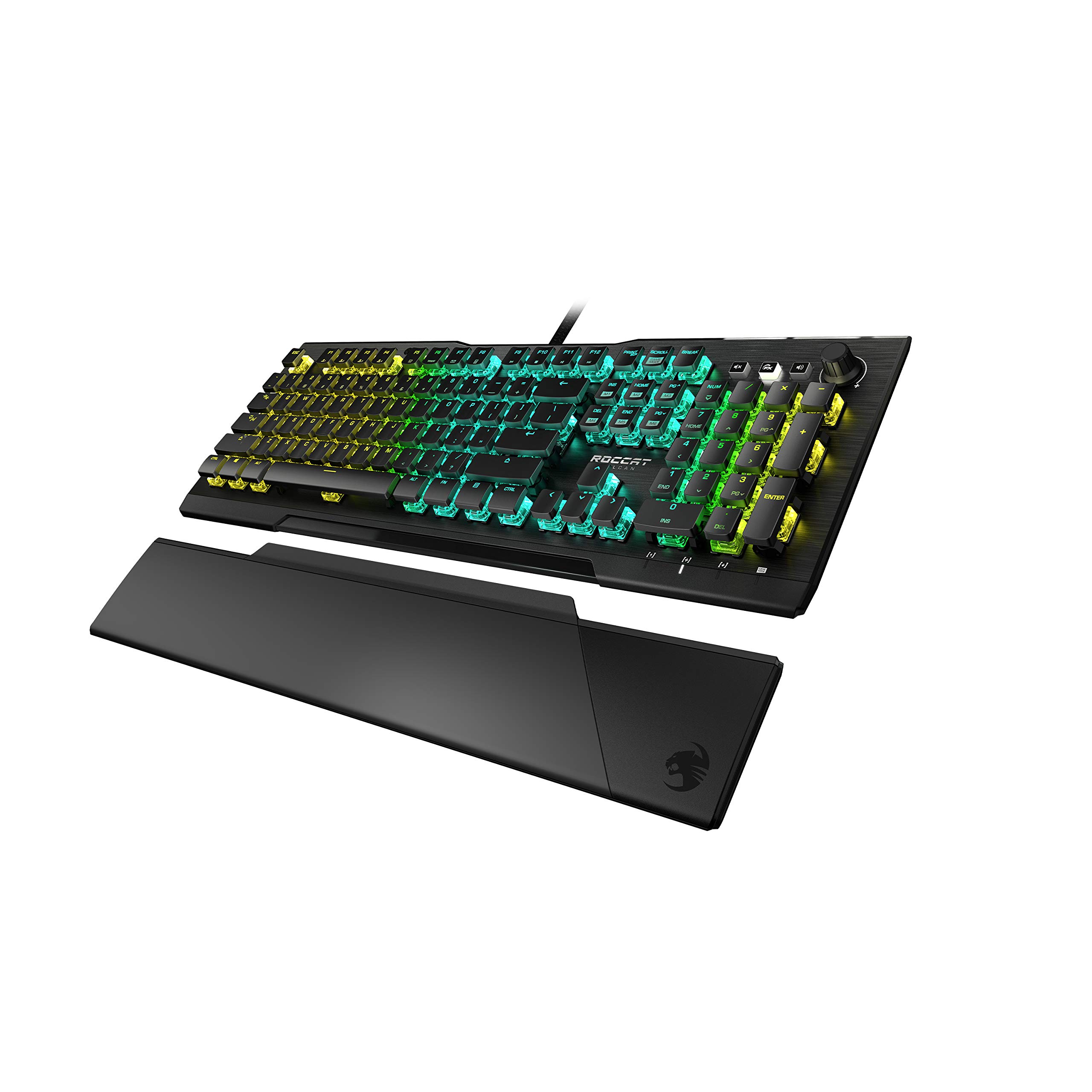 ROCCAT Vulcan Pro Tactile Optical PC Gaming Keyboard, Titan Switch Full Size, with Per-key AIMO RGB Lighting, Anodized Aluminum Top Plate and Detachable Palm/Wrist Rest, Low Profile, Black