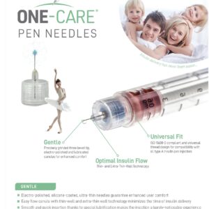 MediVena ONE-CARE Pen Needles 32G x 4 mm (5/32’’), 100/bx, Ultra-Thin for Comfortable Insulin Injection