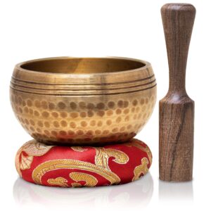 tibetan singing bowls set~ meditation sound bowl hand hammered in nepal for yoga, meditation, mindfulness, healing & chakra balancing~ (3 inch)