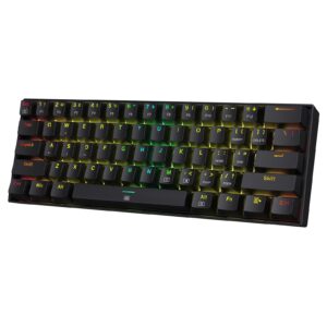 redragon k630 dragonborn 60% wired rgb gaming keyboard, 61 keys compact mechanical keyboard with linear red switch, pro driver support, black