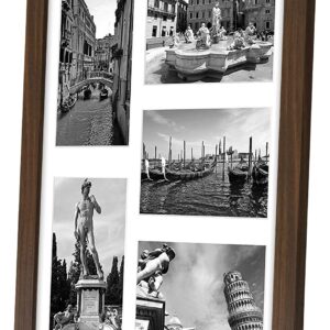 Americanflat 11x14 Collage Picture Frame in Walnut - Displays Five 4x6 Frame Openings or Use as 11x14 Picture Frame Without Mat - Engineered Wood, Shatter Resistant Glass, and Includes Hanging Hardware