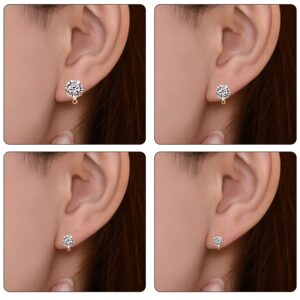 80pcs Rhinestone Hypoallergenic Earring Posts Stud Earrings with Loop and 80pcs Butterfly Ear Back Earrings for DIY Earring Jewelry Making Findings, 4 Sizes