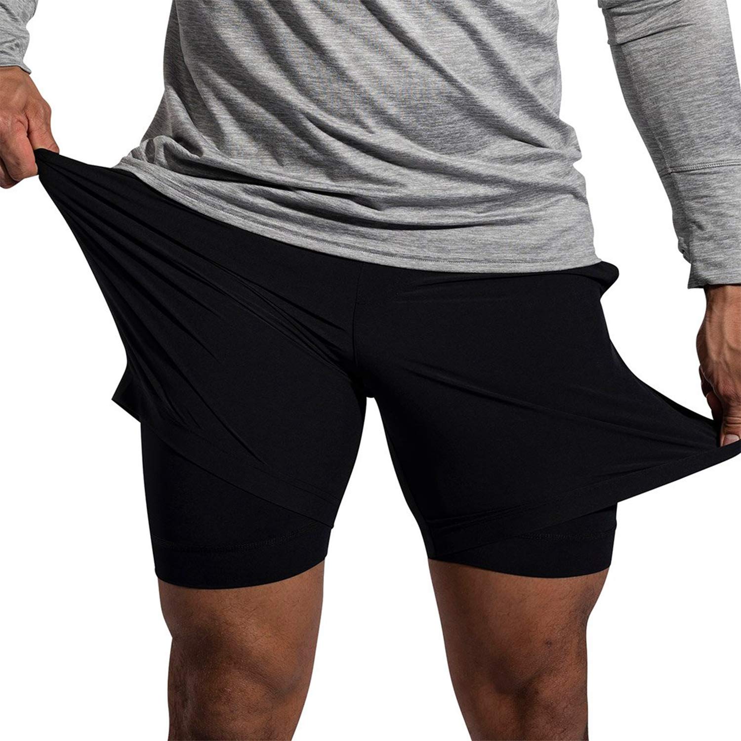 Chubbies Mens Athletic Shorts, The Secret Agents, Gym Shorts Compression Shorts Mens for Running, Workout Mens Sport Shorts, 7" Inseam, Small Black