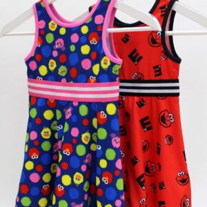 Isaac Mizrahi Loves Sesame Street Elmo Baby Toddler Fit and Flare Soft Dress (3T, Toddler Multicolor)