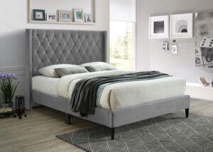 better home products amelia velvet tufted queen platform bed in gray