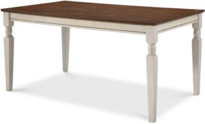 finch provence farmhouse table, two-toned wood with turned legs, traditional rustic furniture decor for kitchen or dining room, 60" inch tabletop, white, 60d x 35.86w x 29.72h in