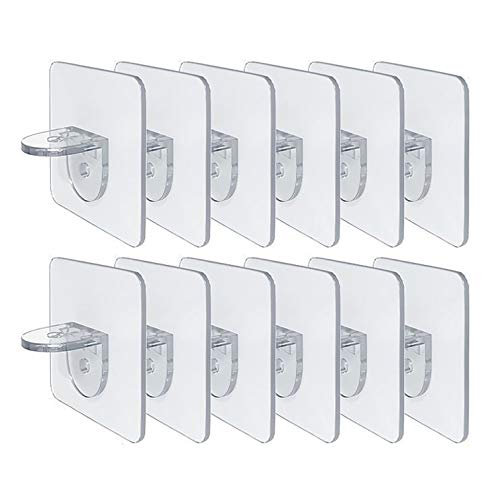 BasedFloor Punch Free Shelf Support Peg-Self Adhesive Shelves Clips for Kitchen Cabinet Book Shelves-Strong Partition Holders Pin for Closet Brackets Clapboard Layer-Load Bearing 10 Pounds