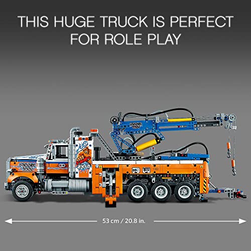 LEGO Technic Heavy-Duty Tow Truck 42128 with Crane Toy Model Building Set, Engineering for Kids Series