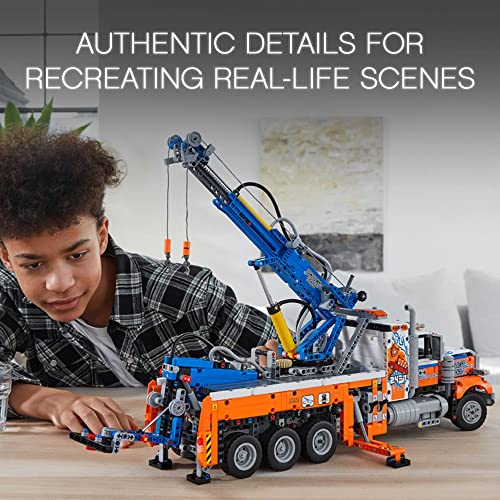 LEGO Technic Heavy-Duty Tow Truck 42128 with Crane Toy Model Building Set, Engineering for Kids Series