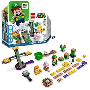 lego super mario adventures with luigi starter course toy for kids, interactive figure and buildable game with pink yoshi, birthday gift for super mario bros. fans, girls & boys ages 6 and up, 71387