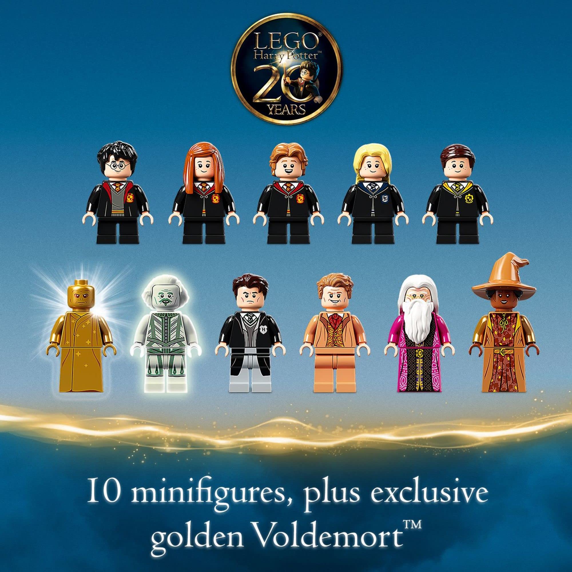 LEGO Harry Potter Hogwarts Chamber of Secrets, 20th Anniversary Castle Model with Collectible Golden Voldemort Minifigure and Glow-in-The-Dark Nearly Headless Nick, Harry Potter Birthday Gift, 76389