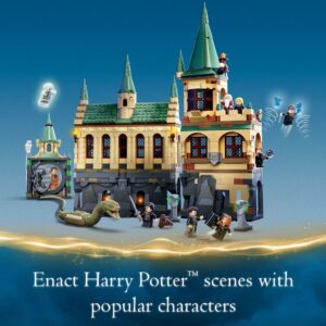 LEGO Harry Potter Hogwarts Chamber of Secrets, 20th Anniversary Castle Model with Collectible Golden Voldemort Minifigure and Glow-in-The-Dark Nearly Headless Nick, Harry Potter Birthday Gift, 76389