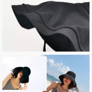 DRIONO Wide Brim Bucket Hat - UPF50+ Protection Travel Beach Sun Hat with Semi-Rigid Adjustable Foldable Brim -Black