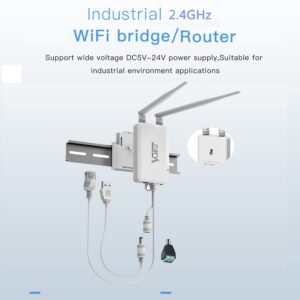 VONETS Industrial 2.4GHz WiFi Bridge Ethernet Wireless Repeater/Mini Router/WiFi Hotspot Extender/Signal Booster, USB/DC Powered, 2 RJ45 Ports for DVR, IP Camera, PLC, PS3, Network Devices VAP11S