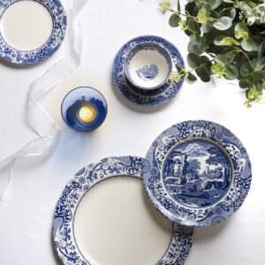 Spode Blue Italian Brocato 12 Piece Dinnerware Set | Service for 4 | Dinner Plate, Salad Plate, and Mug | Made of Fine Earthenware | Microwave and Dishwasher Safe