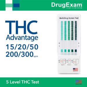 5 pack - drugexam thc advantage made in usa multi level marijuana urine test kit. highly sensitive thc 5 level test kit. detects at 15 ng/ml, 20 ng/ml, 50 ng/ml, 200 ng/ml and 300 ng/ml (5)