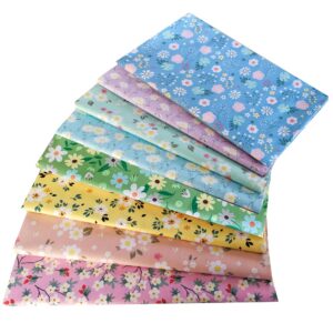 18" x 22" fat quarters quilting cotton fabric bundles for sewing, 8 pcs flowers