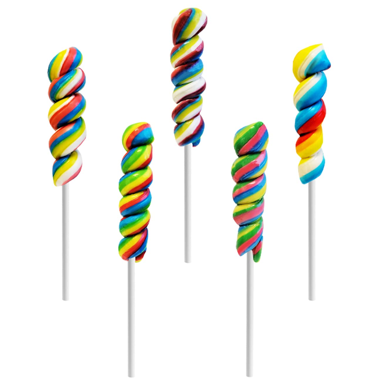 The Dreidel Company Twist Rainbow Lollipop, 4 Color Variety, Mixed Fruit Flavor, Individually Wrapped, 3" Inch Sucker (24-Pack)